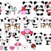 Panda Clipart Digital Stickers Panda Valentines Day Kawaii Love Animal ...