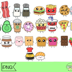 Kawaii Valentine Clipart Food Perfect Match Printable Sticker Valentine ...