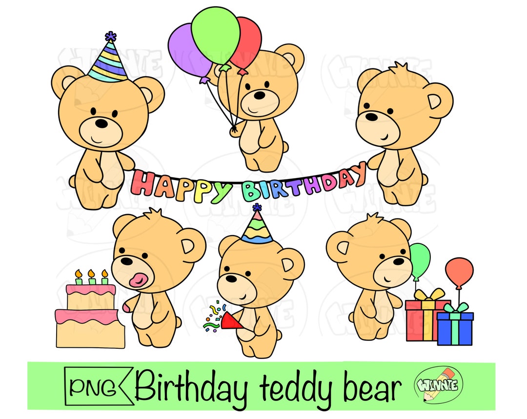 Kawaii Birthday Clipart Cute Teddy Bear Birthday Png Happy Birthday ...