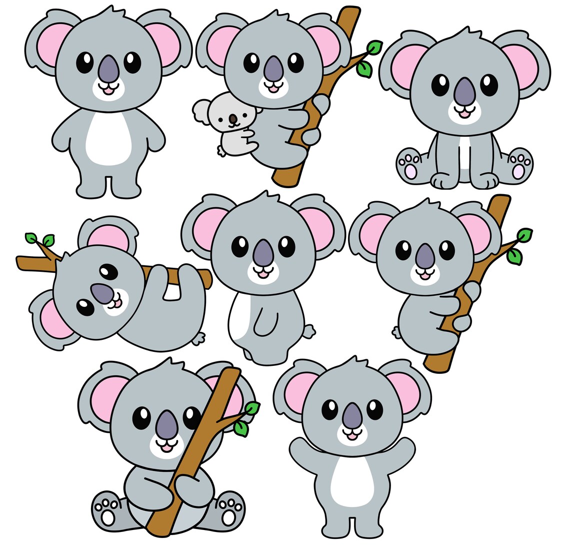 Koala Clipart Cute Koala Png Digital Sticker Printable Koala Bear ...