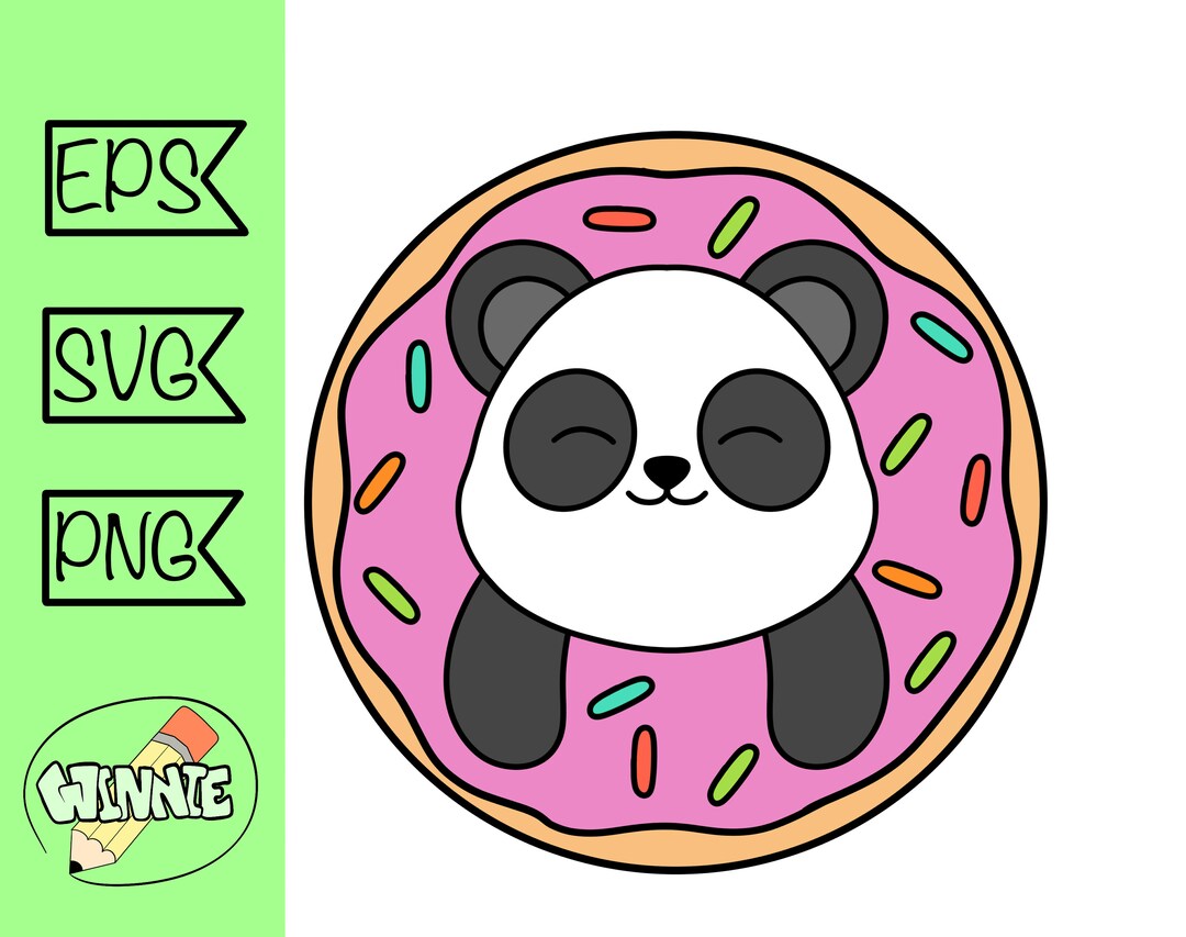 Panda Svg Panda Donut Png Cricut Cut File Panda in Donut Cute Animal ...