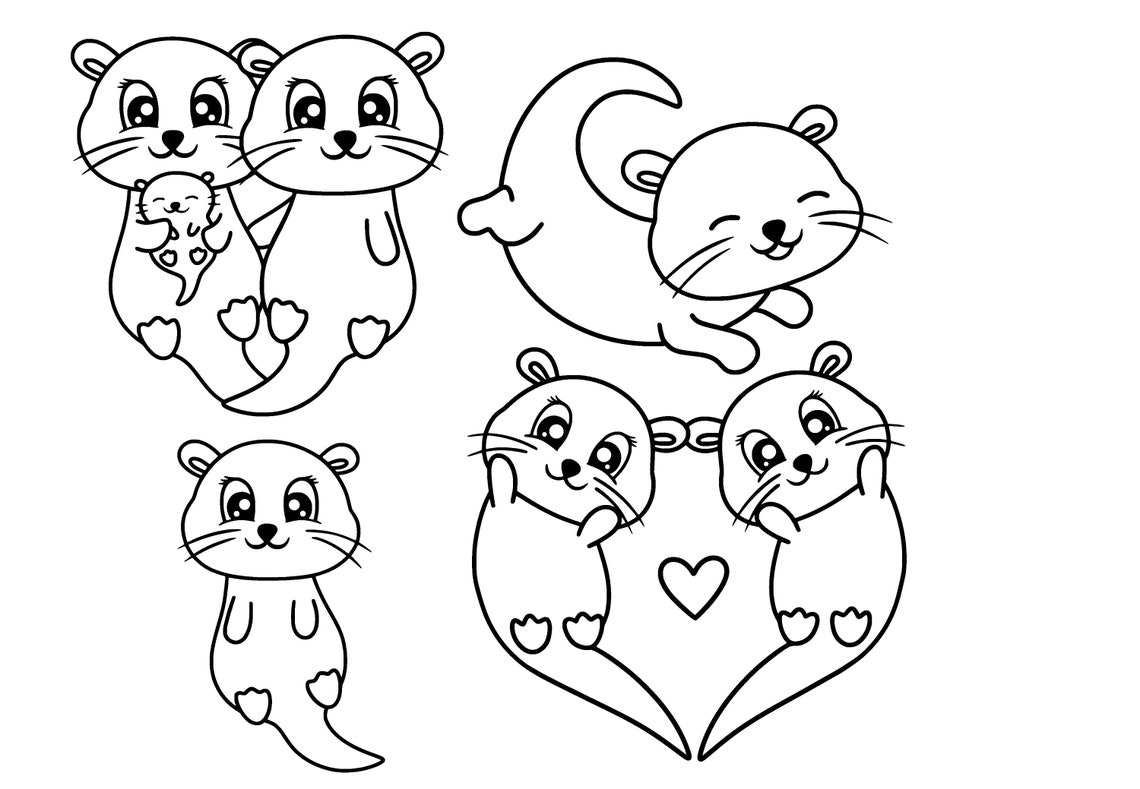 Cute Otter Svg Outline Otter SVG Cute Otter Cricut Cut Laser File Otter ...