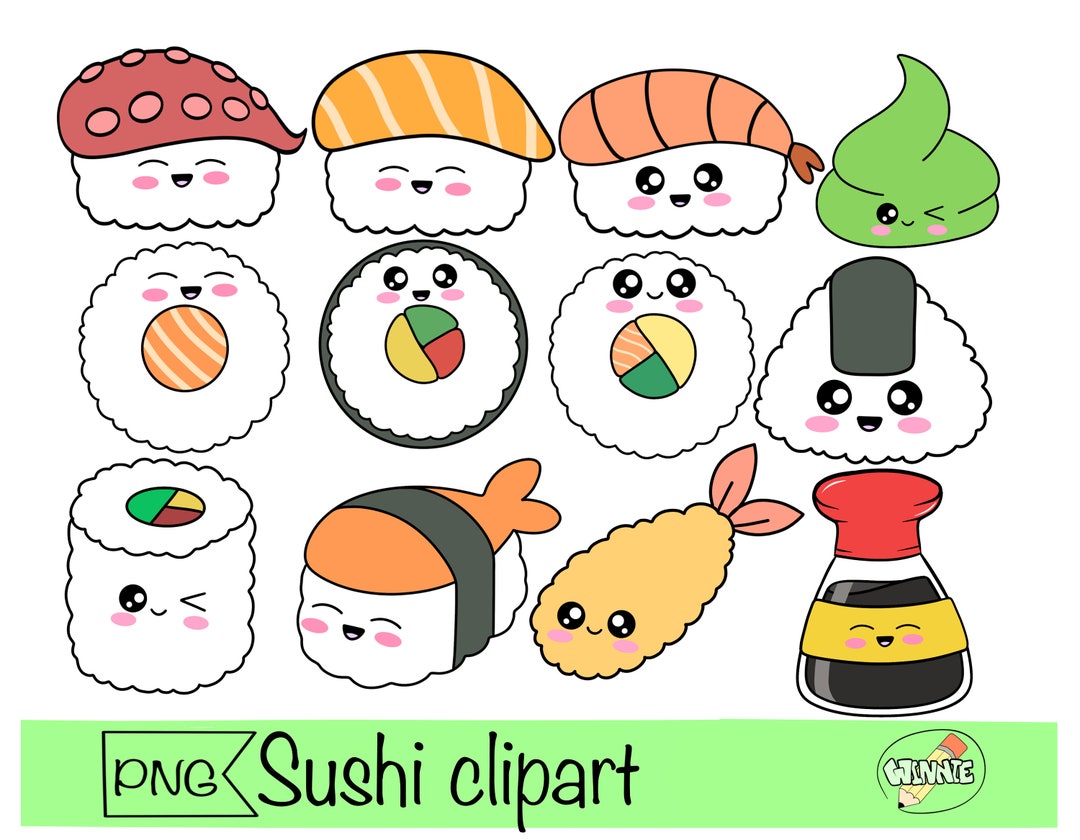 Sushi Clipart Kawaii Sushi Clip Art Digital Stickers Sushi Japanese ...