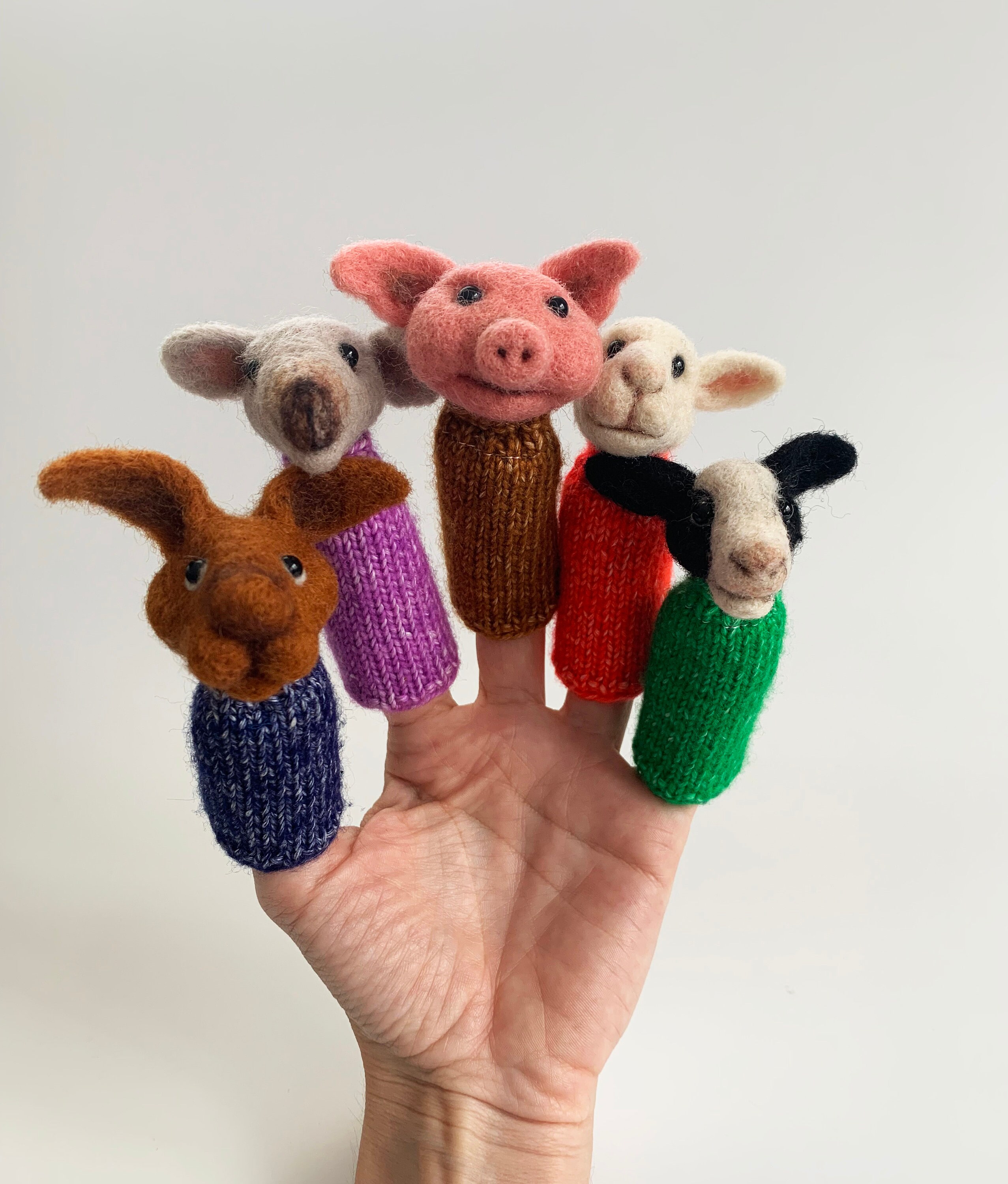 Finger Puppets for Children, Felted Farm Animals, Felted Toys for ...