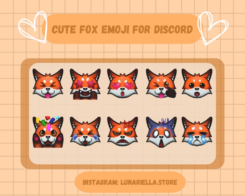 Cute Fox Emoji for Discord | Fox Emoticons | Twitch | Instant Download ...
