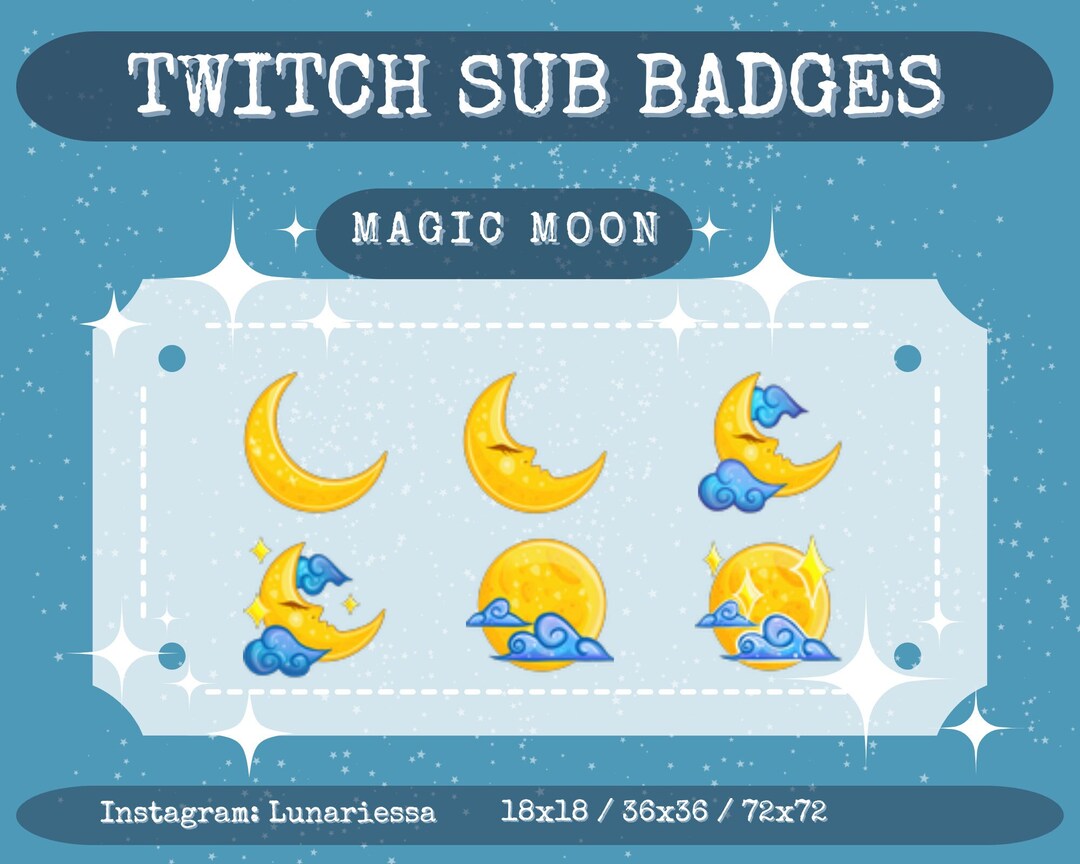 Magic Moon Twitch Sub Badges Instant Download Cute Moon Subbadges ...