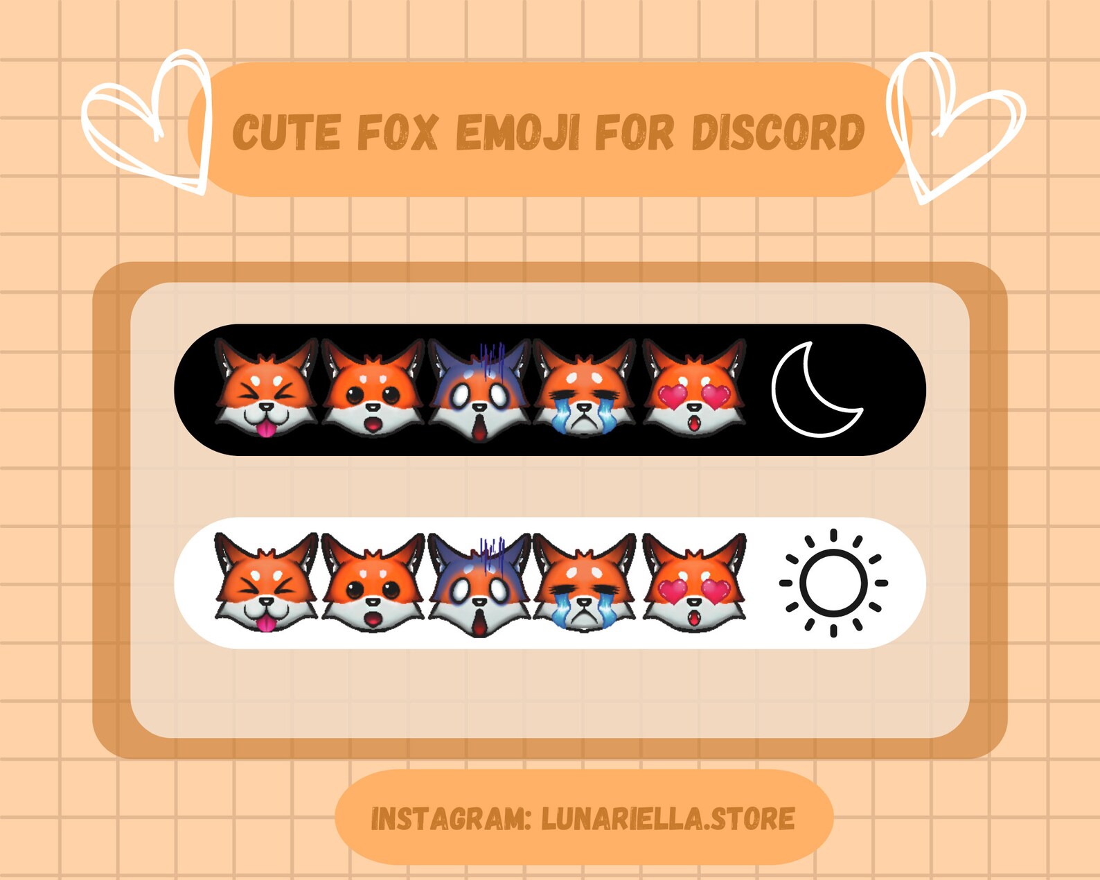 Cute Fox Emoji for Discord | Fox Emoticons | Twitch | Instant Download ...