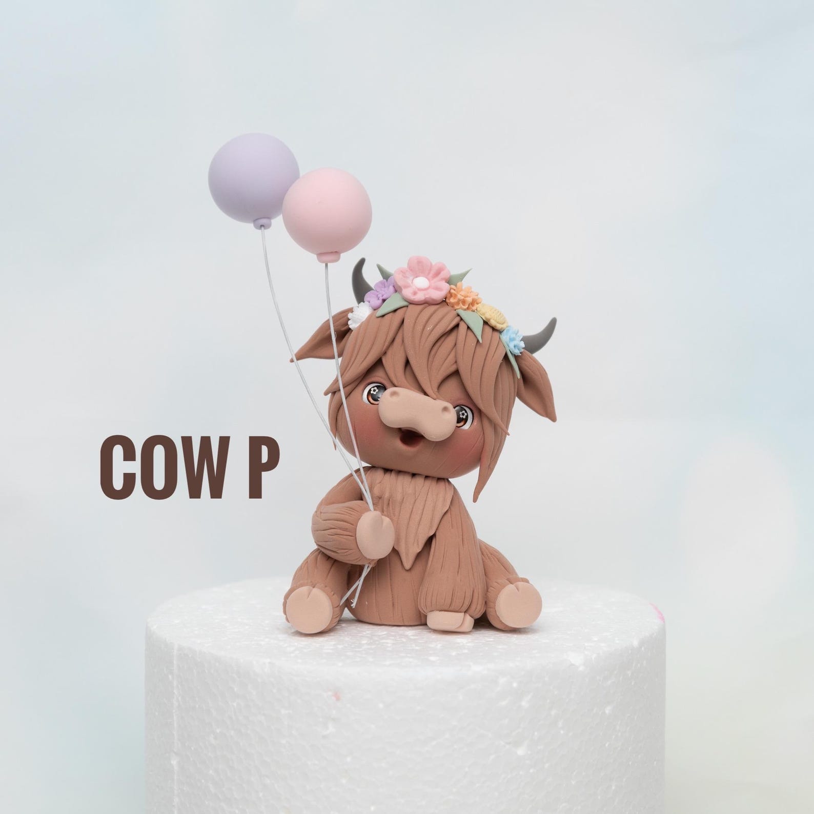 Highland Cow Cake Topper Made of Lightweight Clay, for Birthday Cake ...
