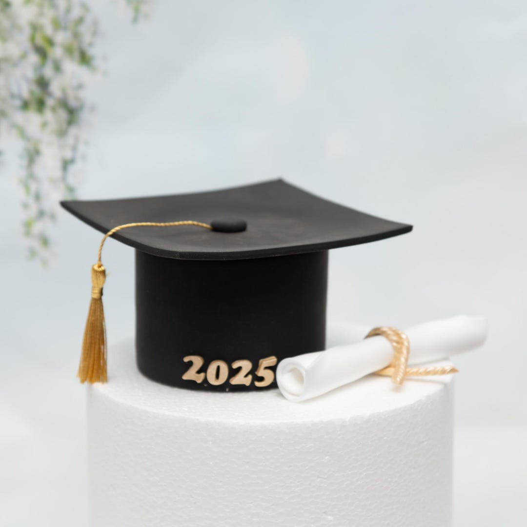 Graduation Cap Cake Topper, Made of Lightweight Air Dry Clay, Diploma ...