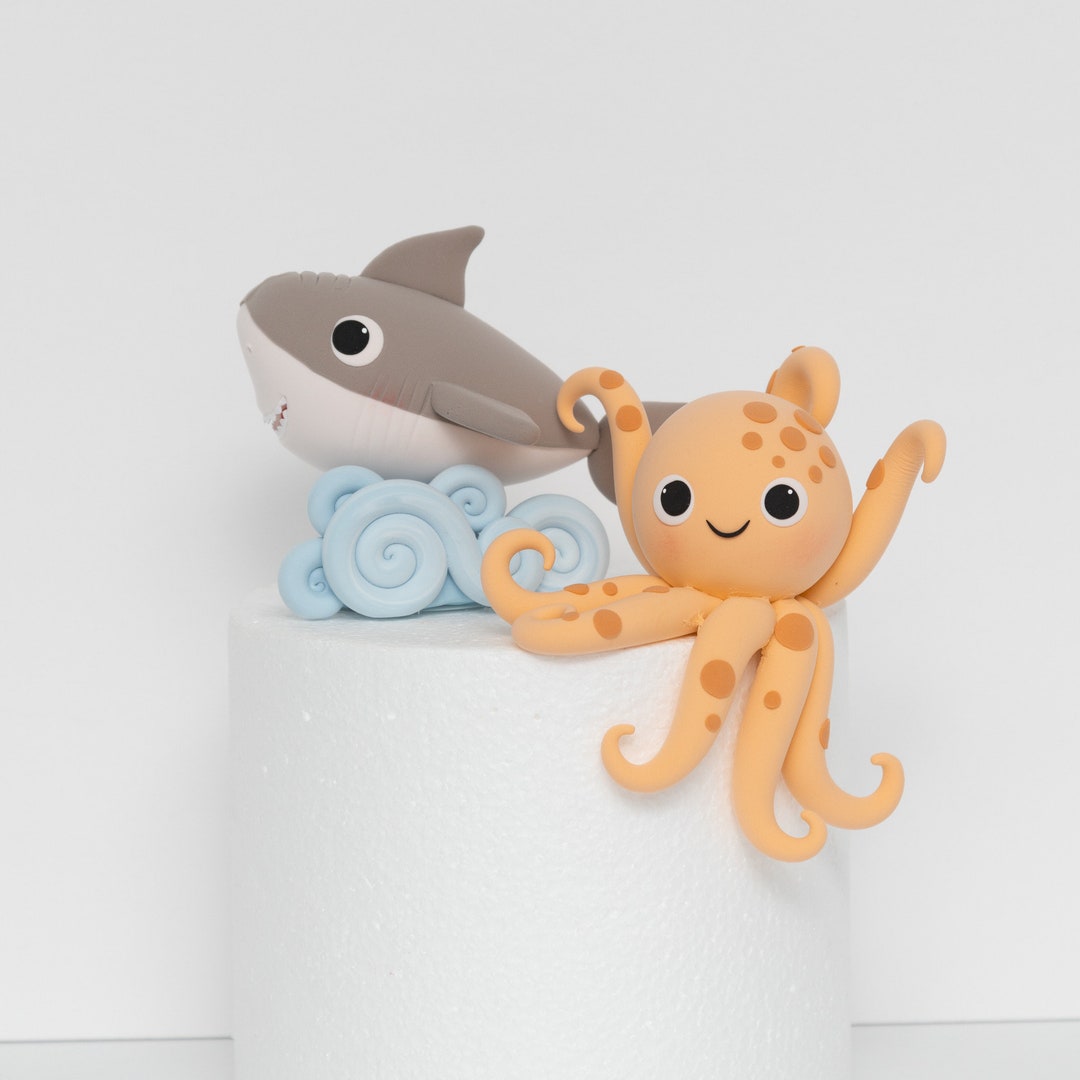 Shark Cake Topper, Octopus Cake Topper, Made of Lightweight Air Dry ...