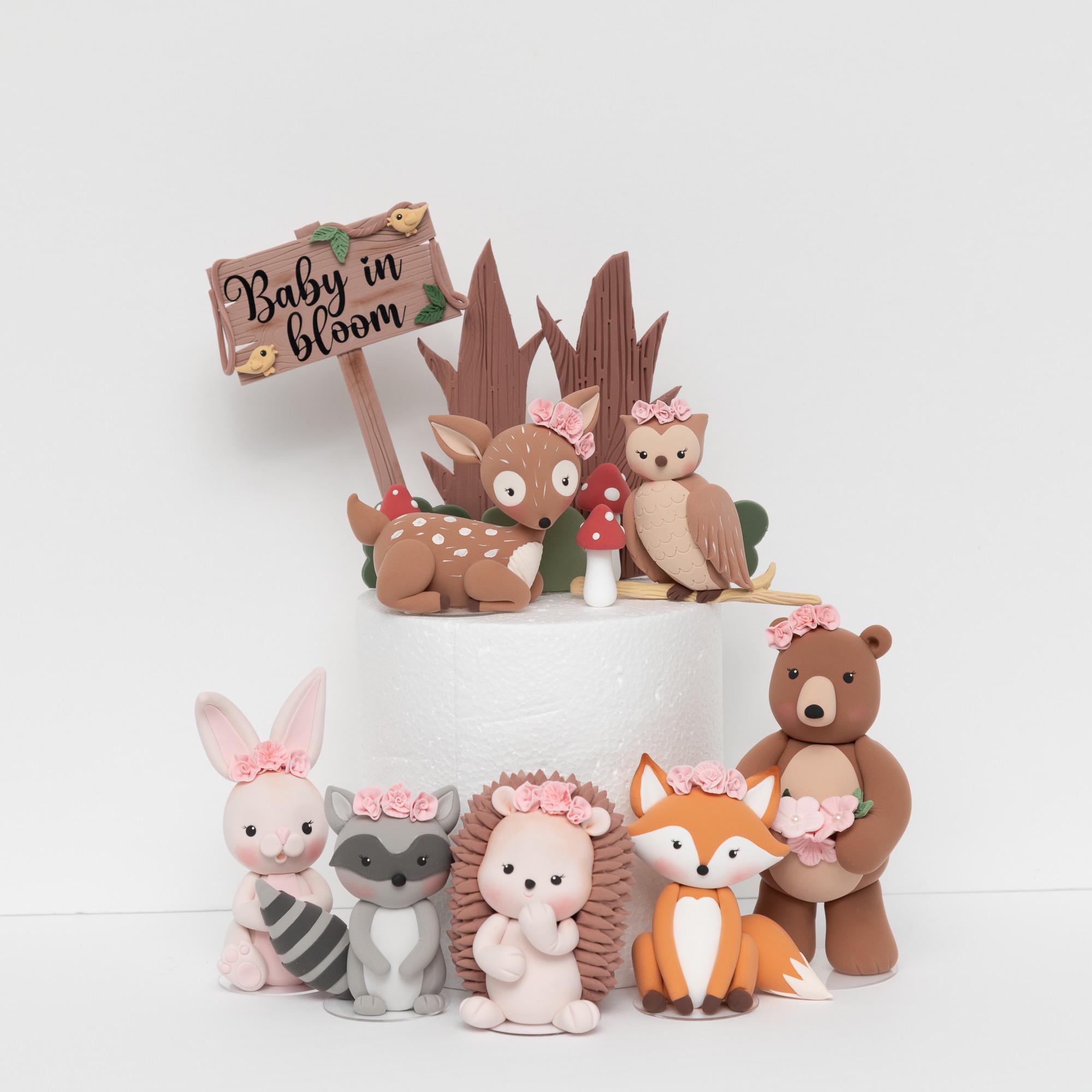 Woodland Animal Cake Topper Made of Lightweight Air Dry Clay: Bear ...