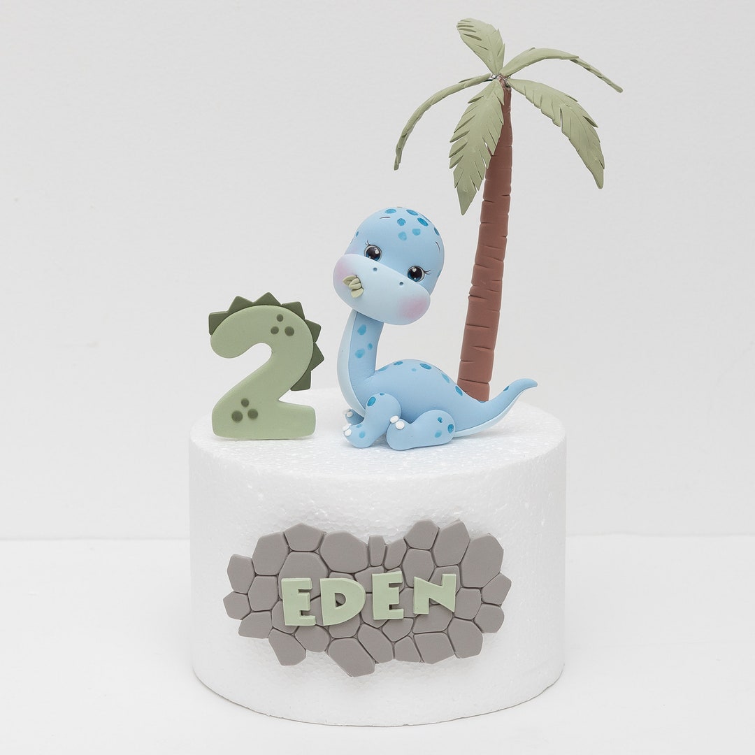 Baby Dinosaur Cake Topper: Brontosaurus, Made of Lightweight Air Dry ...