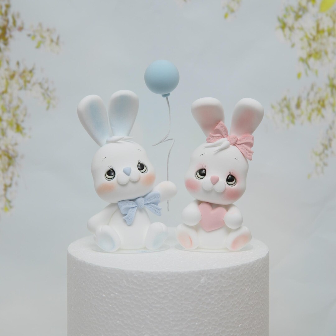 Bunny Cake Topper, Made of Lightweight Clay, Rabbit Cake Topper - Etsy
