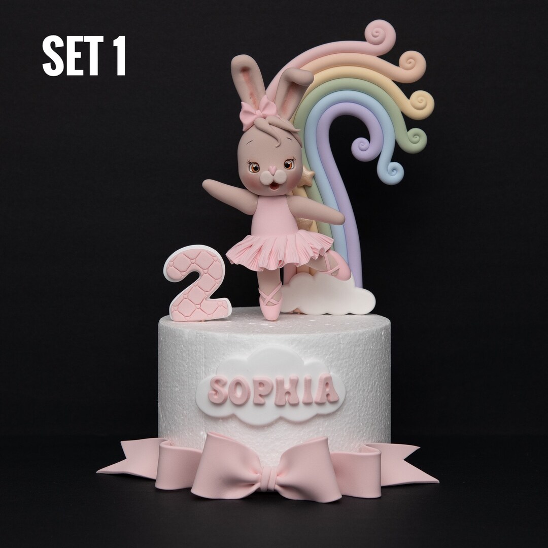 Ballerina Bunny Cake Topper, Made of Lightweight Air Dry Clay, Rabbit ...