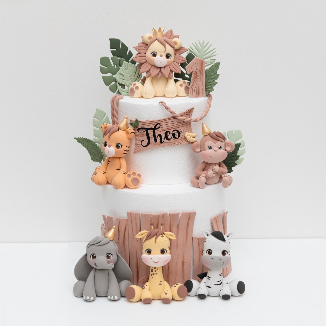 Safari Animal Cake Topper Made of Lightweight Air Dry Clay: Lion, Tiger ...