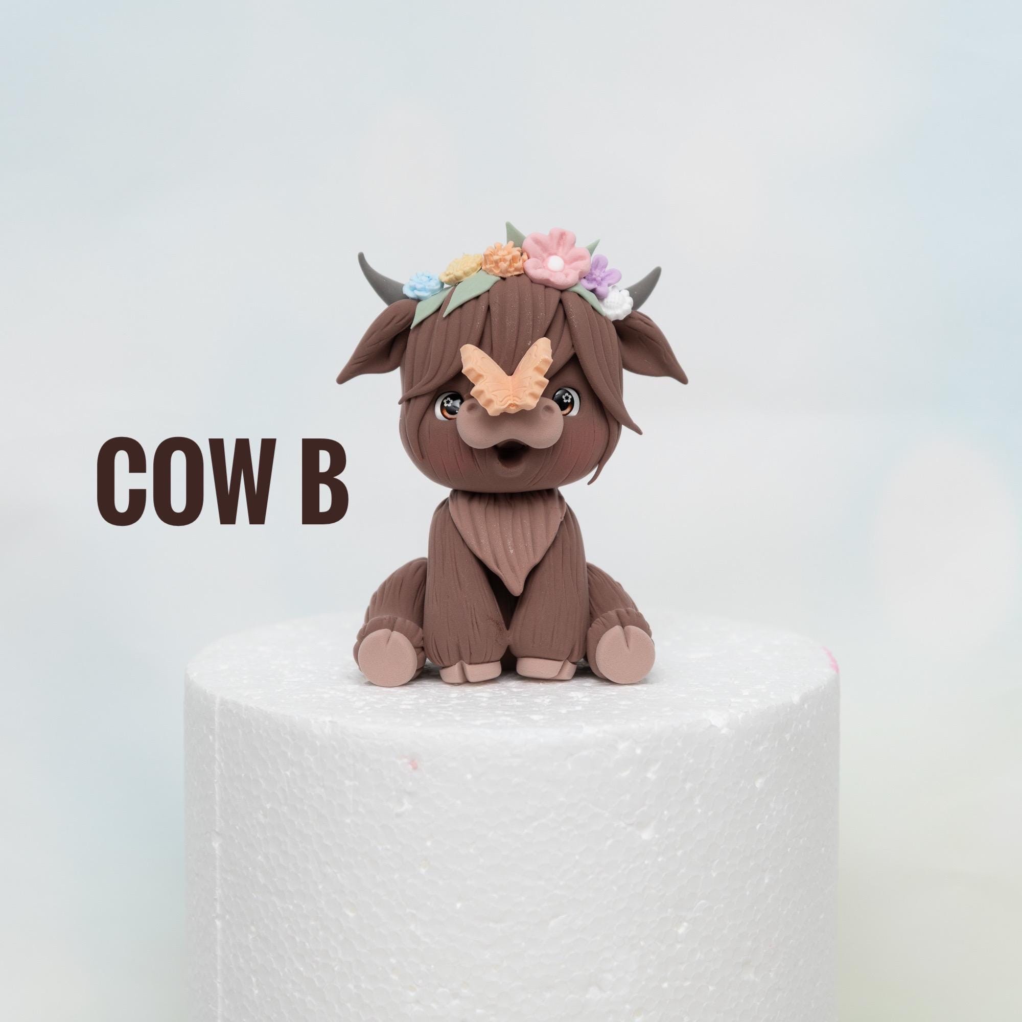Highland Cow Cake Topper Made of Lightweight Clay, for Birthday Cake ...