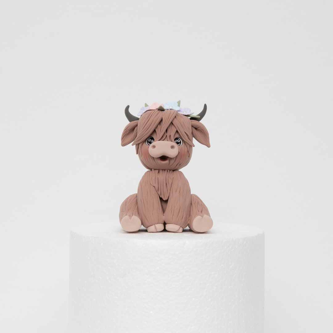 Highland Cow Cake Topper Made of Lightweight Air Dry Clay, for Birthday ...