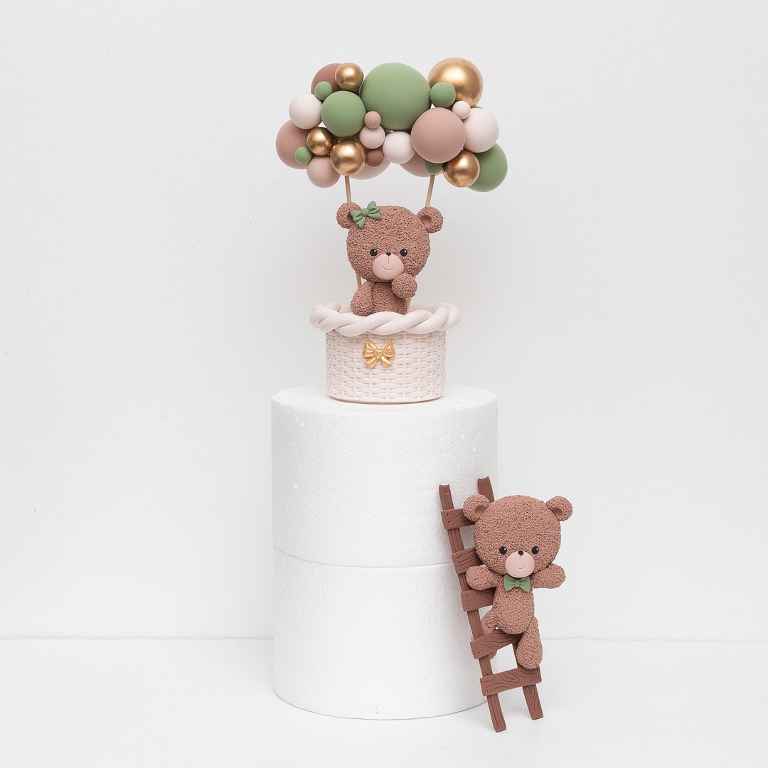 Bear in Hot Air Balloons Bear on Ladder Cake Topper Made of - Etsy