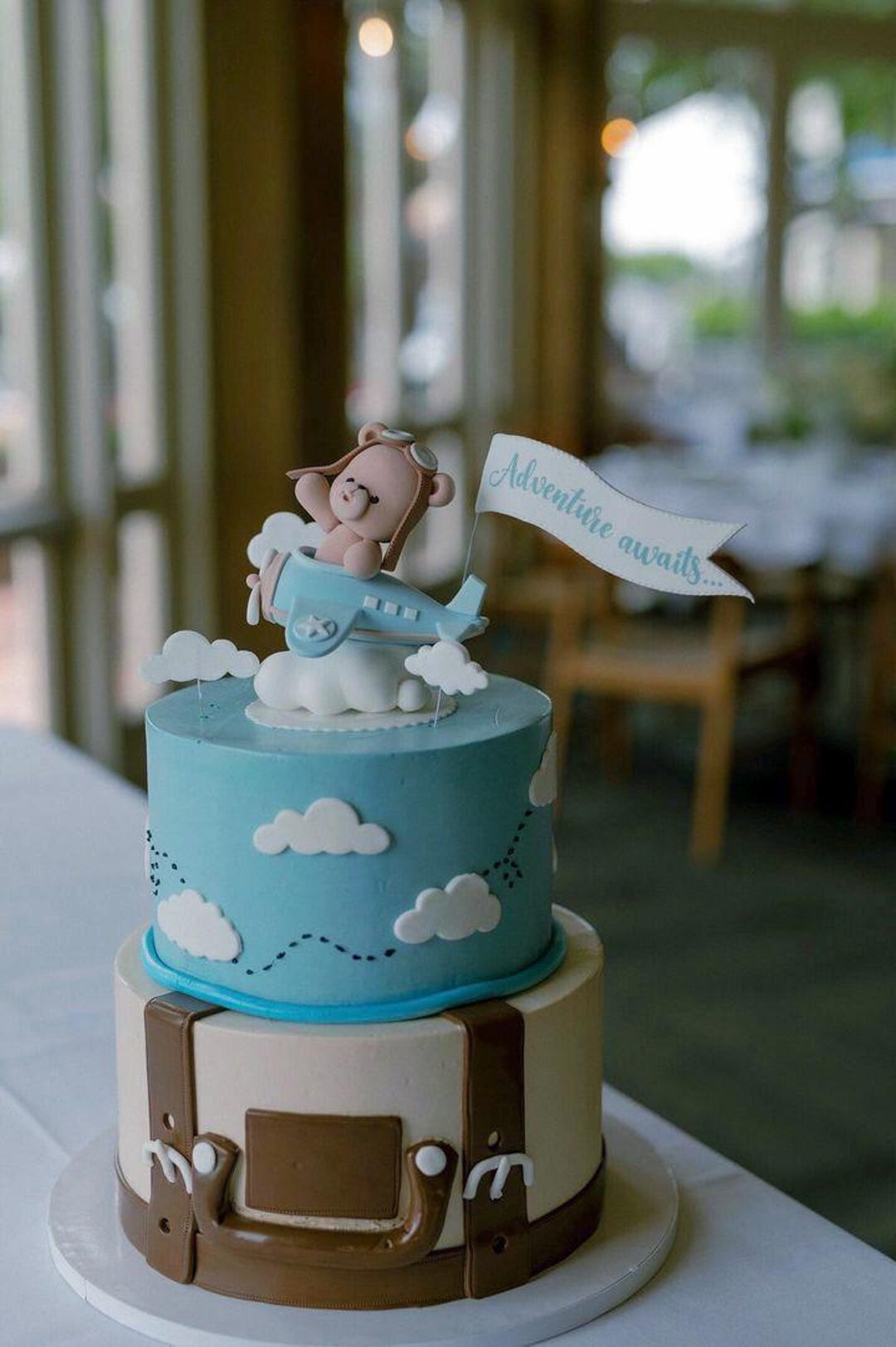 Aviator Bear Cake Topper: Handmade Air Dry Clay Airplane Decoration - Etsy