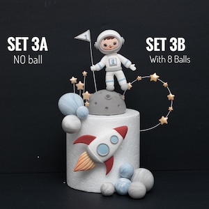 Astronaut Cake Topper, Rocket Cake Topper, Made of Lightweightt Air Dry ...
