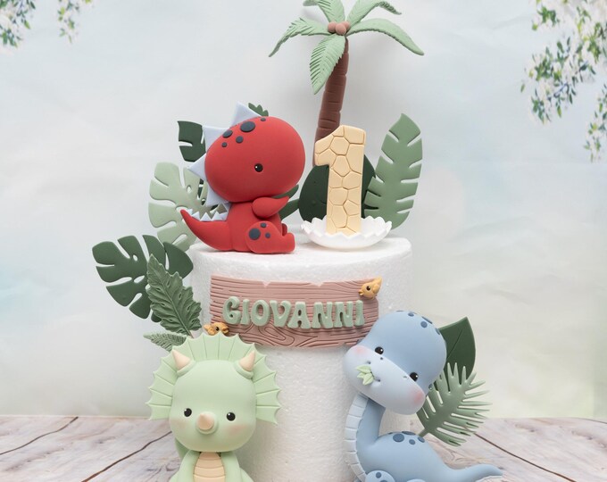 Baby Dinosaur Cake Topper Made of Lightweight Air Dry Clay: Triceratops ...