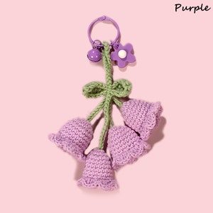Color Crochet Lily Keychain Sweet Flower Knit Keychain for - Etsy