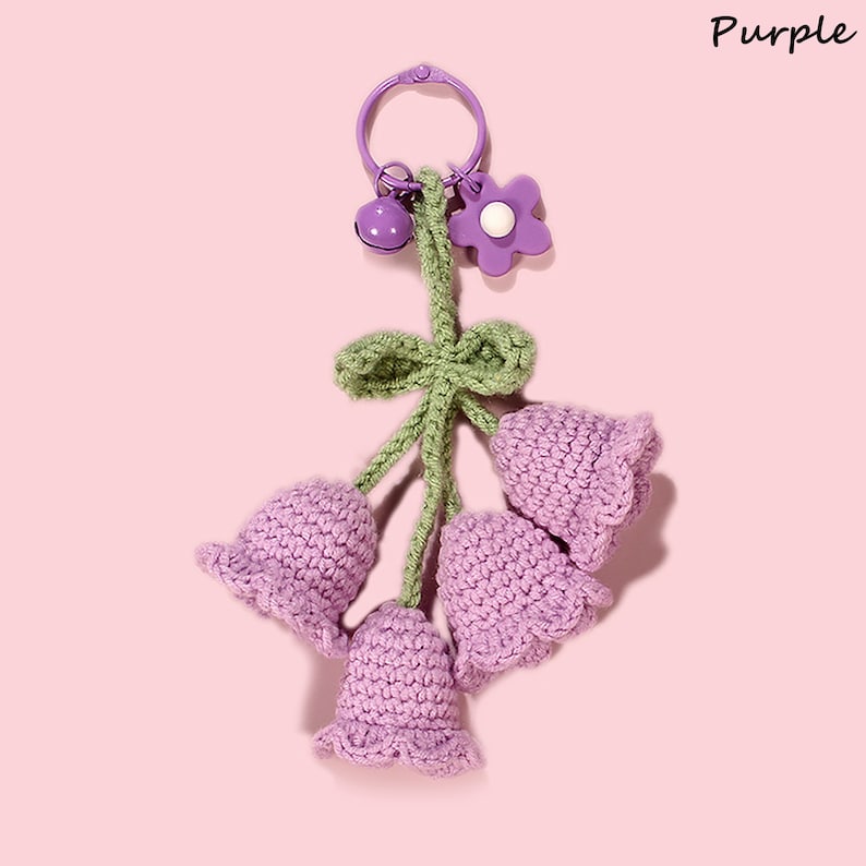 Color Crochet Lily Keychain Sweet Flower Knit Keychain for - Etsy