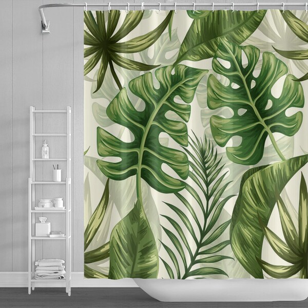 Leaf Print Shower Curtain - Etsy