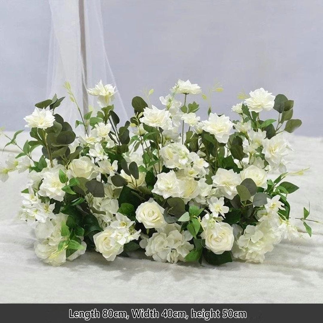 White Rose Greenery Floor Flower| Artificial Wedding Aisle Flower | DIY ...