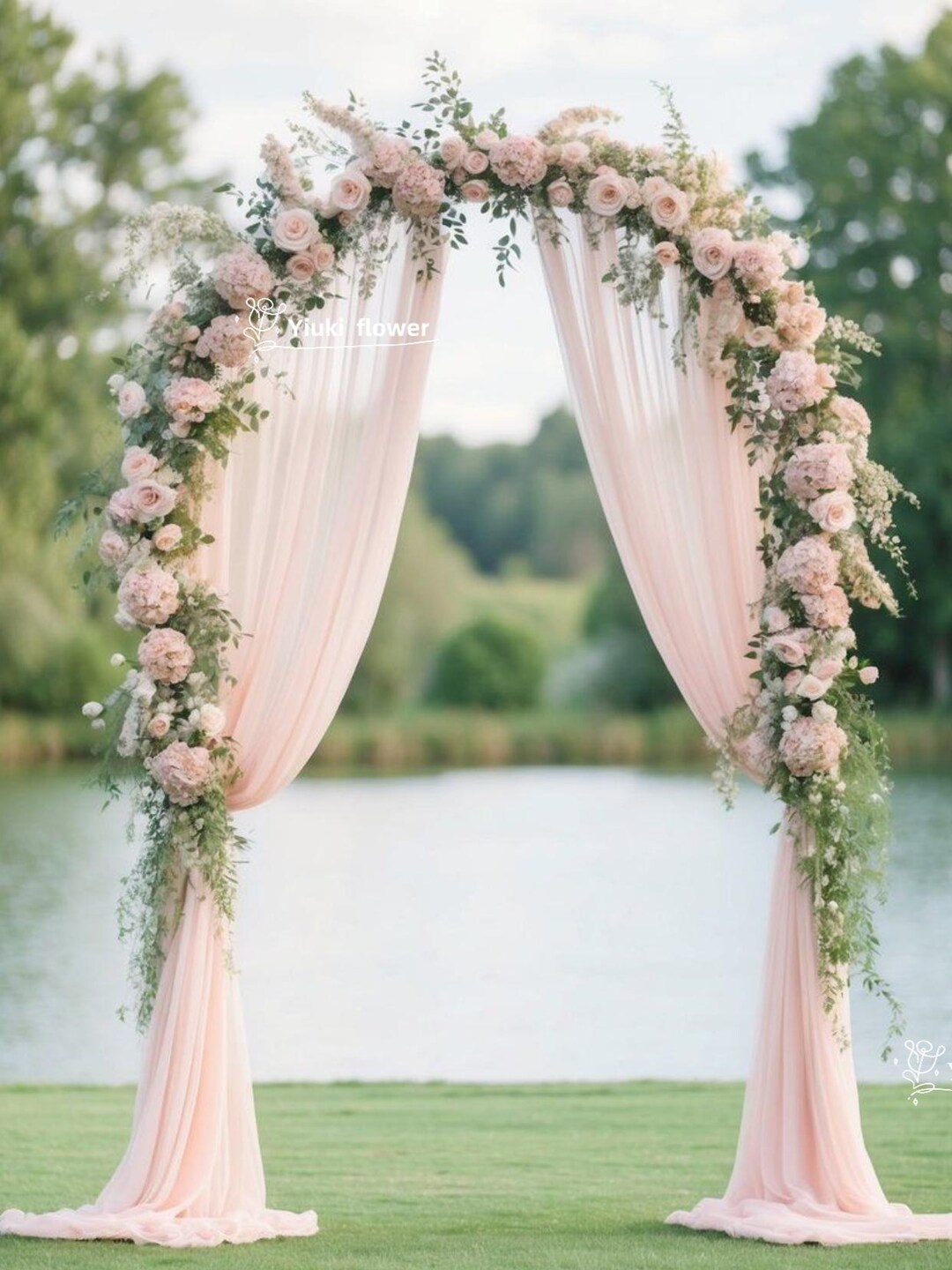 Arbor Arch Flowers, Flower Arch Decor With Drapes in Rose Hydrangea ...