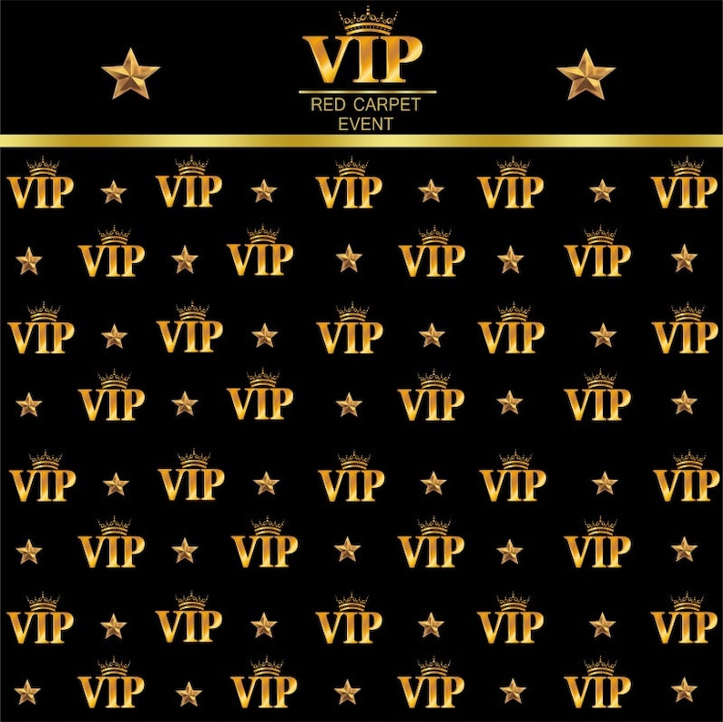 VIP Red Carpet Backdrop: Royal Crown, Black & Gold Banner - Etsy