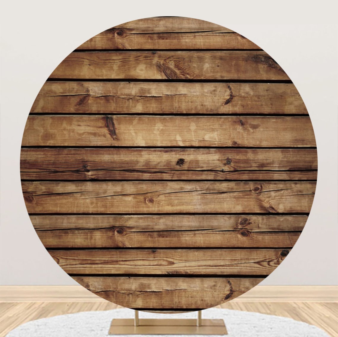Rustic Wood Round Backdrop Polyester Wood Birthday Background - Etsy