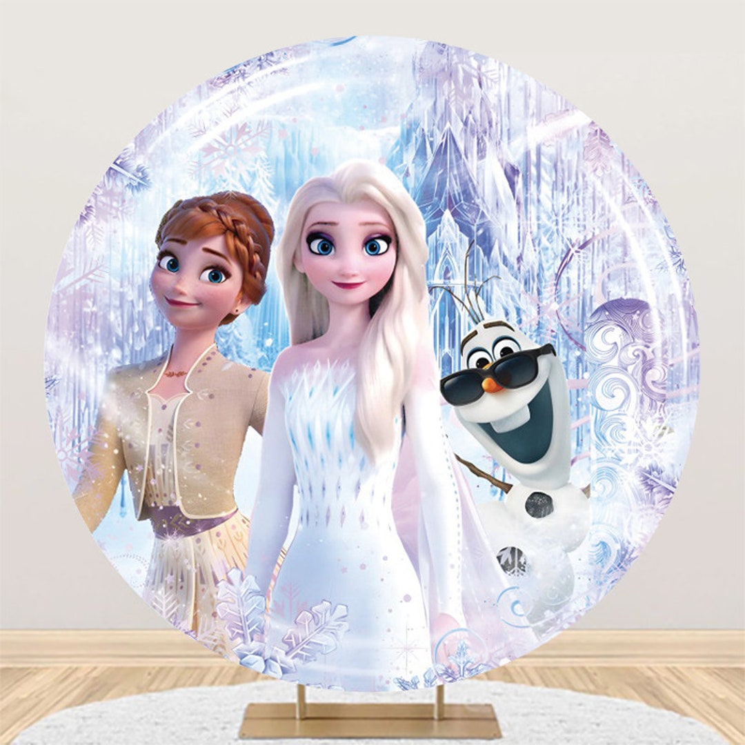 Frozen Round Backdrop,frozen Theme Happy Birthday Backdrop for Girls ...