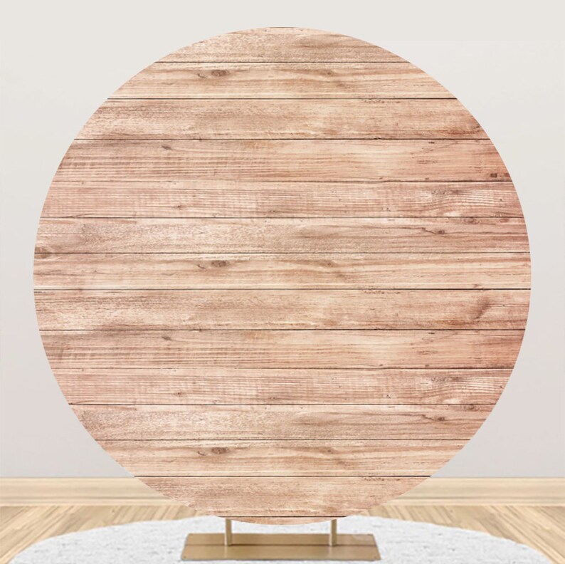 Rustic Wood Round Backdrop Polyester Wood Birthday Background - Etsy