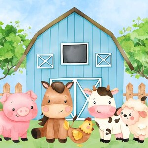 Red Barn Animals Barnyard House Kids Birthday Background,farm Theme ...