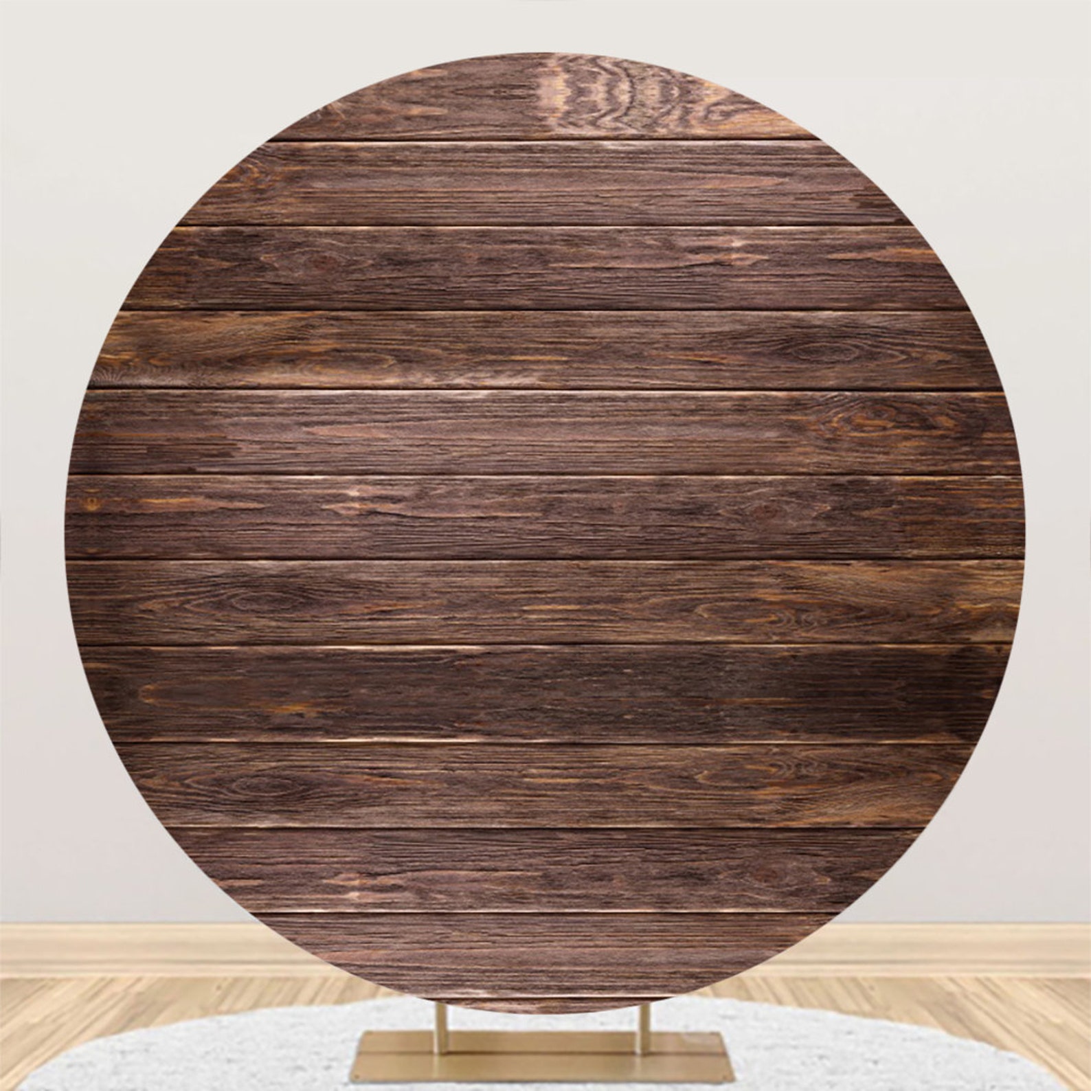 Rustic Wood Round Backdrop Polyester Wood Birthday Background - Etsy