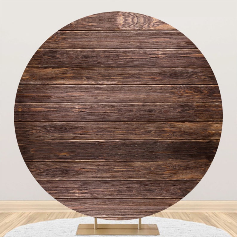 Rustic Wood Round Backdrop Polyester Wood Birthday Background - Etsy