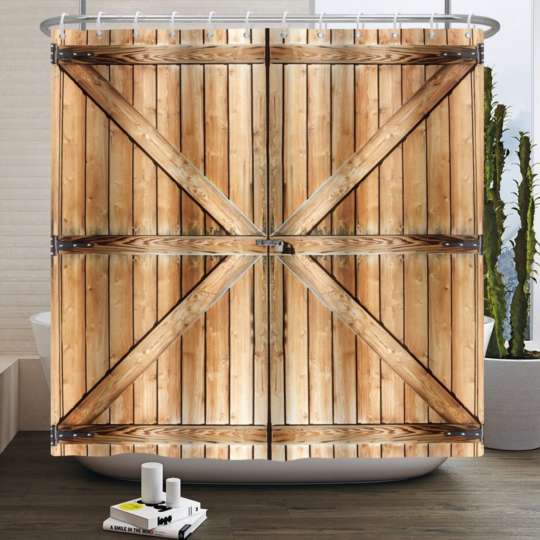 Rustic Vintage Wood Shower Curtain,farmhouse Wooden Shower Curtain ...