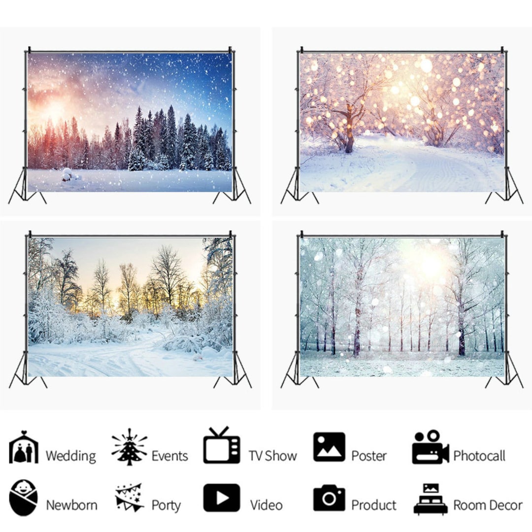 Winter Scene Backdrop, Wonderland Snowflake Photography Background, Bokeh Glitter White Snow ...