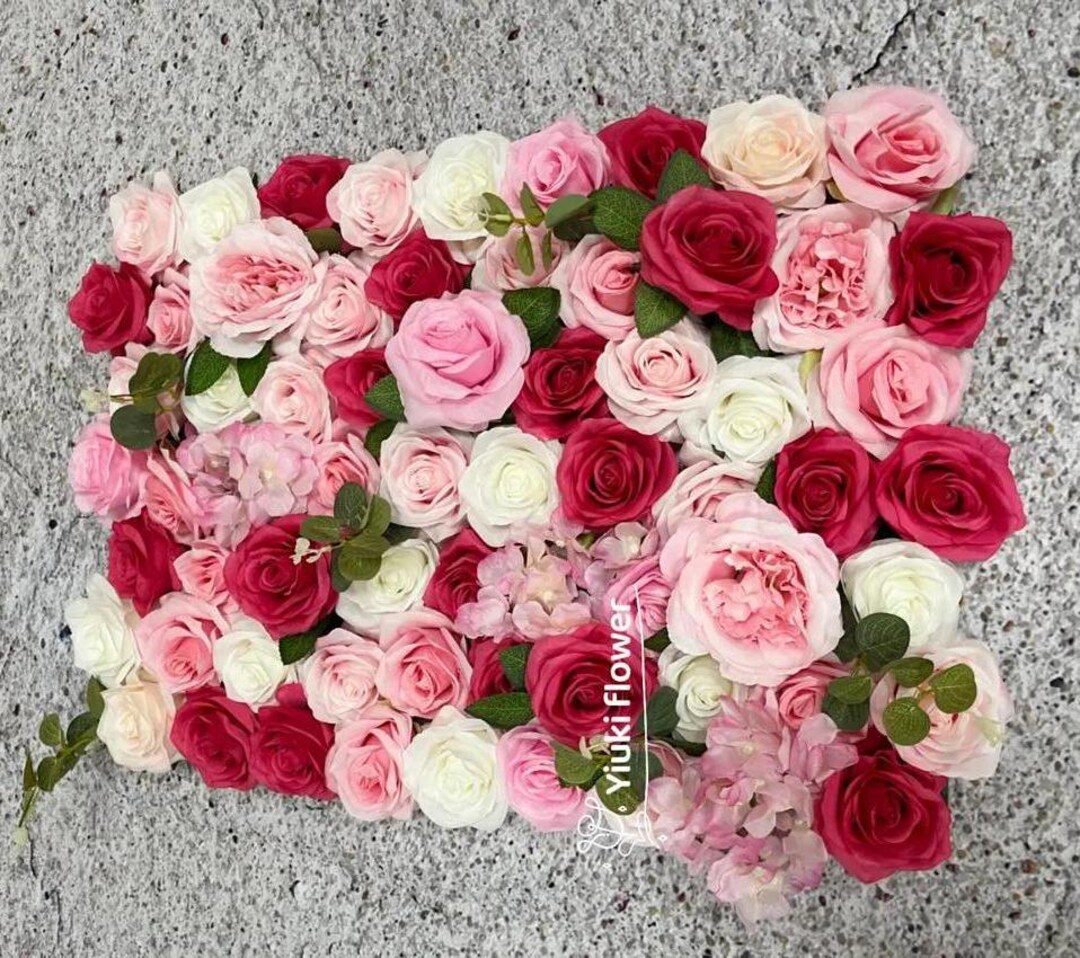 Shades of Pink Flower Backdrop Artificial Flower Wall Panel Wedding ...