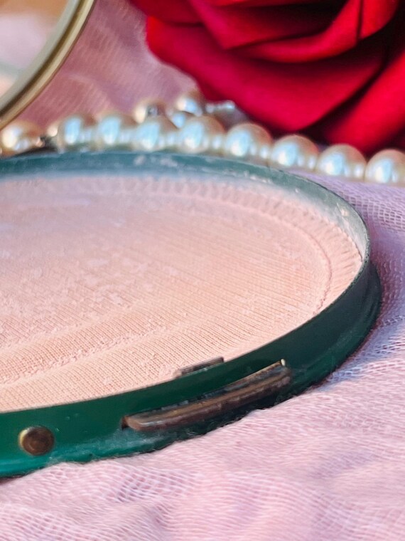 1930s Rex Fifth Avenue Green Compact Mirror with Bird… - Gem