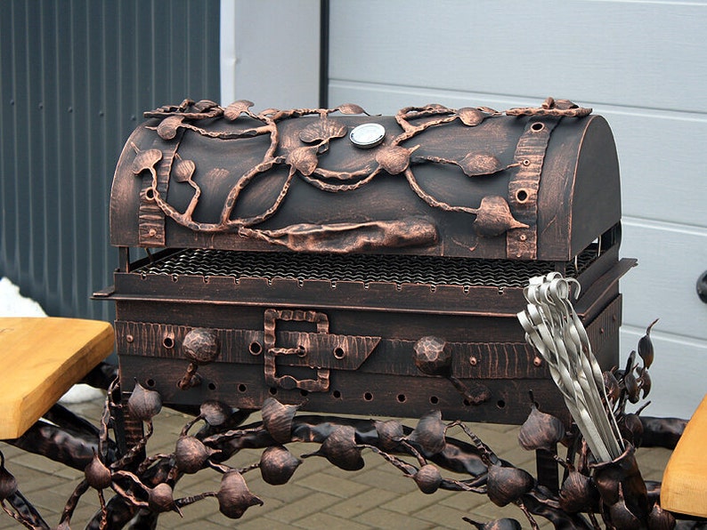 Blacksmith Barbecue Grill With Leaves - Etsy