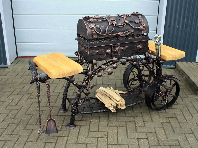 Blacksmith Barbecue Grill With Leaves - Etsy
