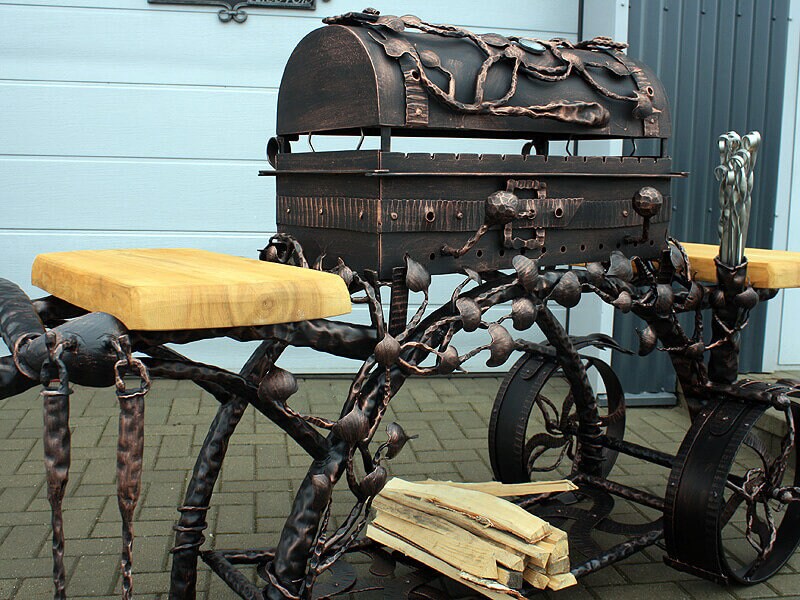 Blacksmith Barbecue Grill With Leaves - Etsy
