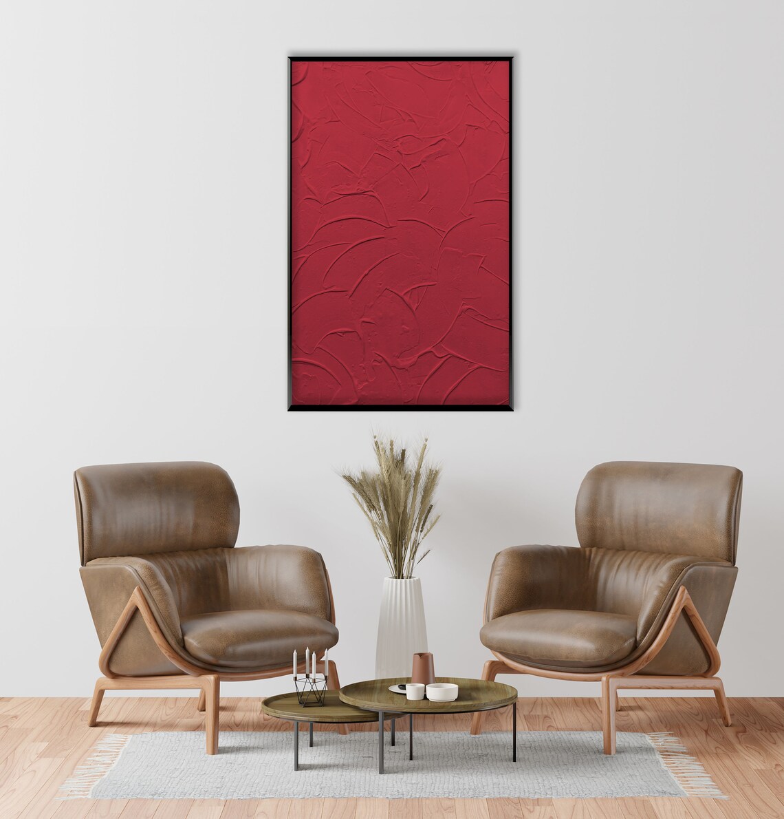 3D Textured Red Painting-minimalist Art-large Abstract Wall - Etsy