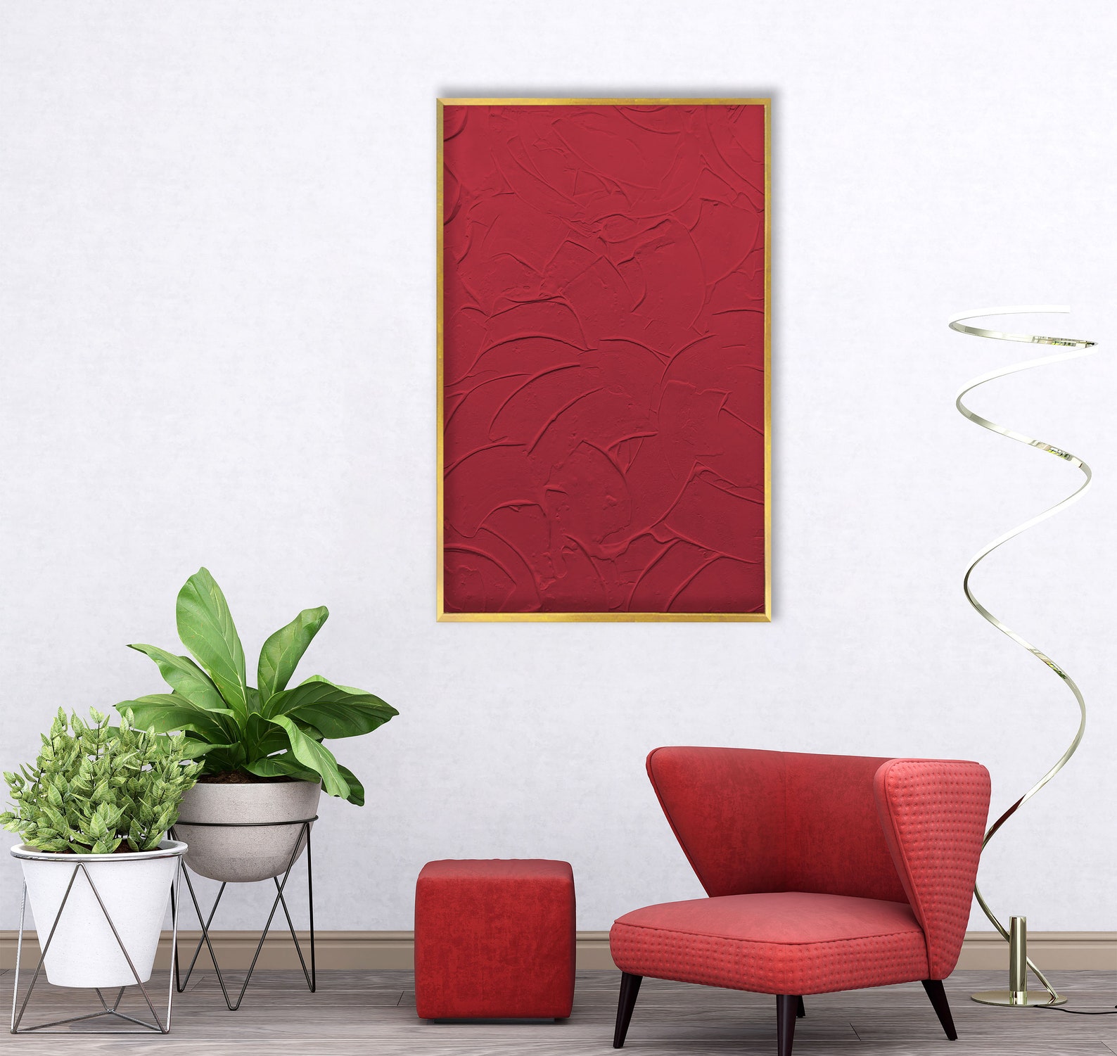 3D Textured Red Painting-minimalist Art-large Abstract Wall - Etsy