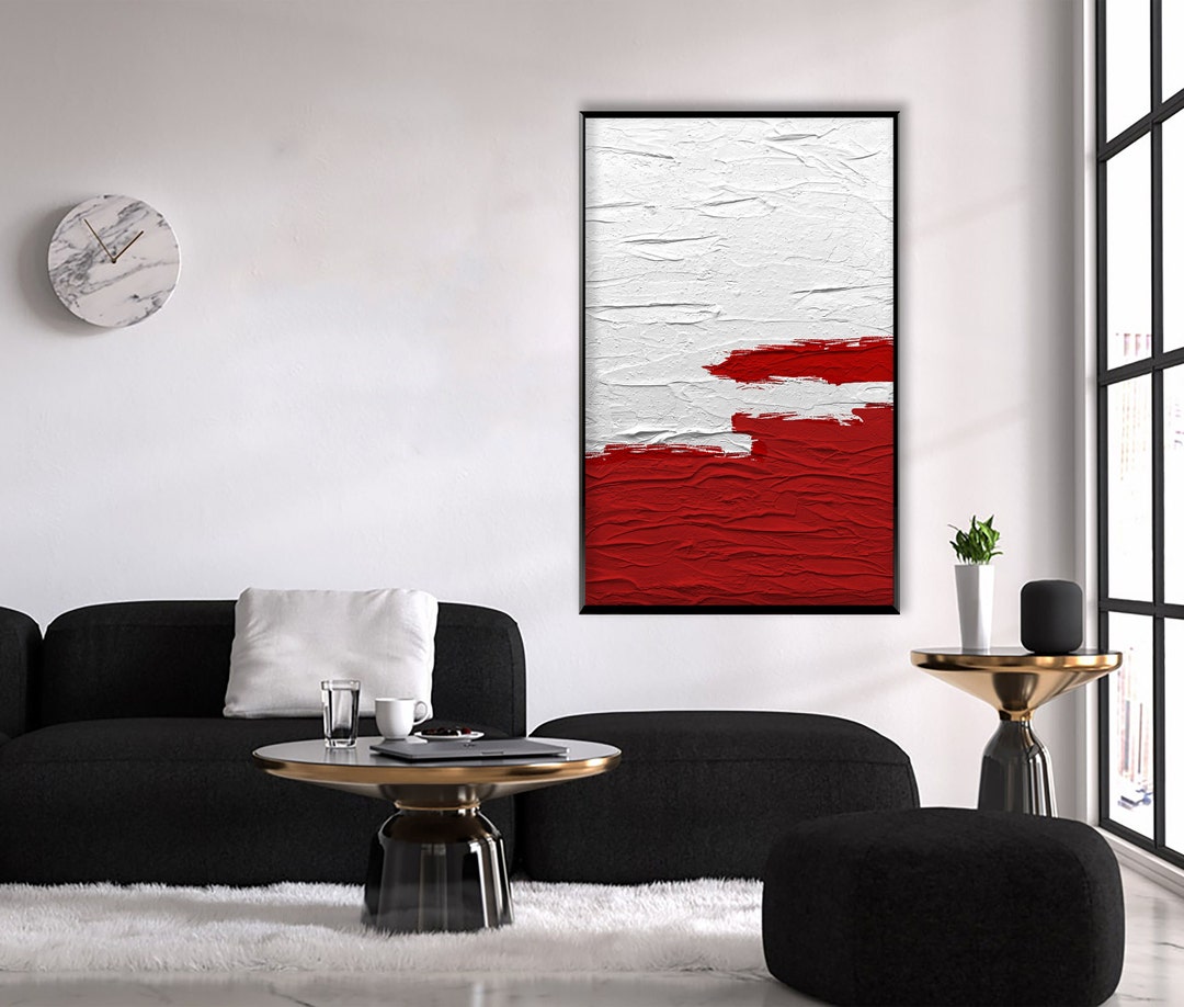 Red Abstract Painting Red Textured Wall Art Red Painting Orange Red ...