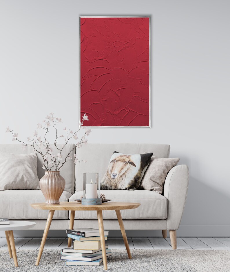 3D Textured Red Painting-minimalist Art-large Abstract Wall - Etsy