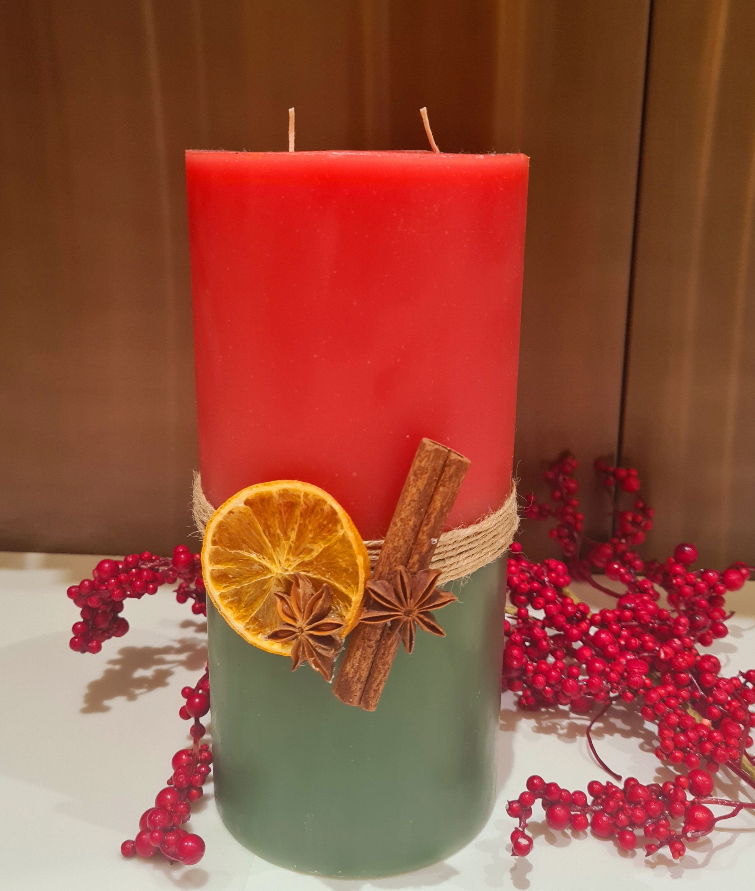 Beautiful Two-tone Pillar Candle for Christmas. - Etsy