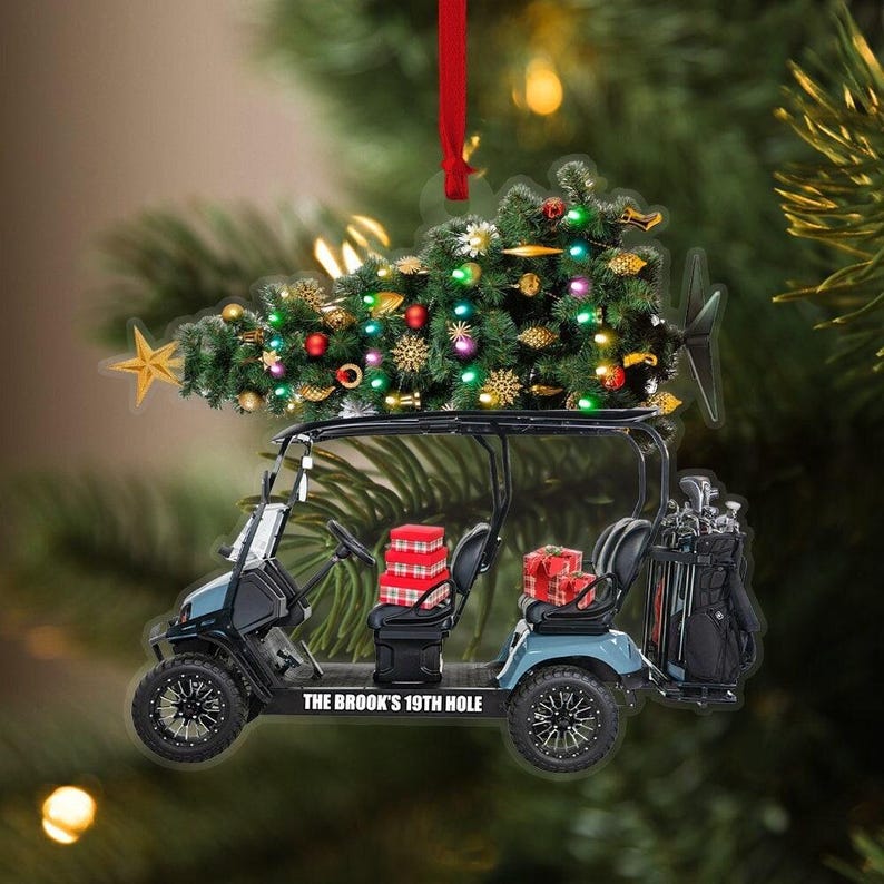 Personalized Golf Cart Christmas Ornament, Custom Name Ornament, Golf ...